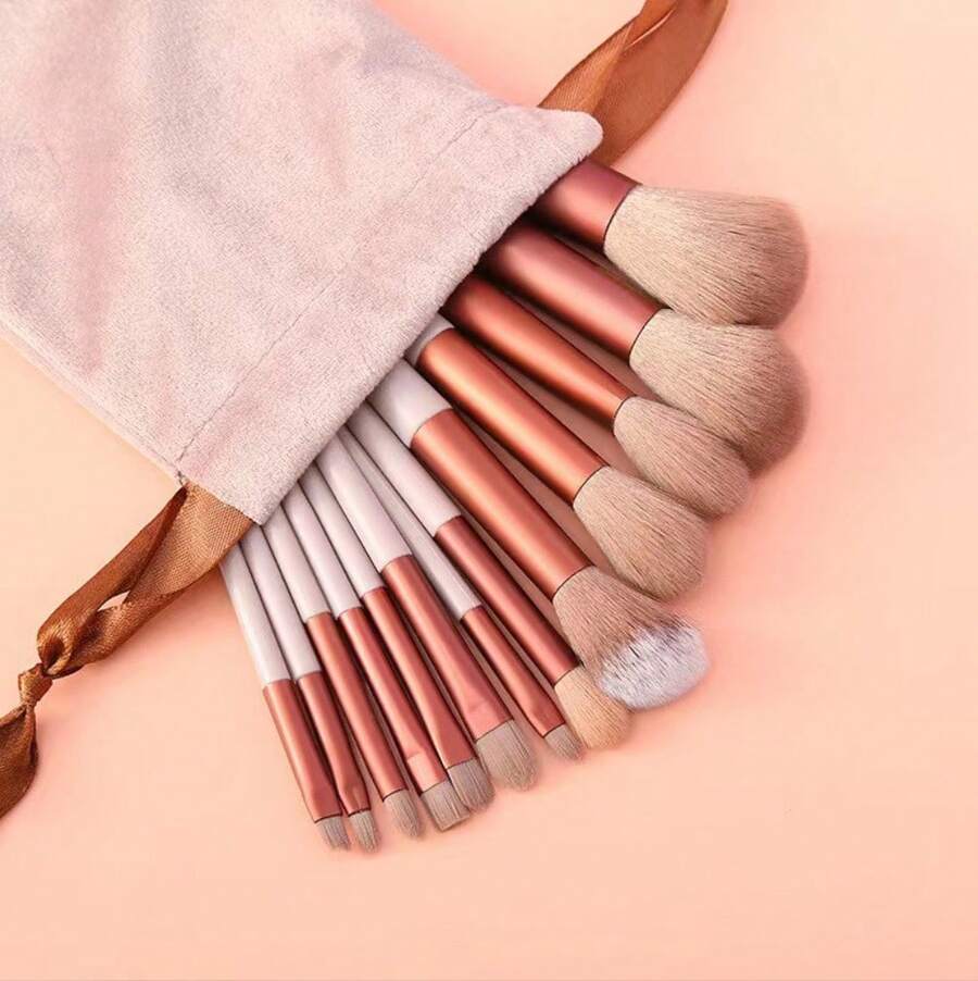 New 13-Piece Full-Face Makeup Brush Set - Soft Bristles For Loose ...