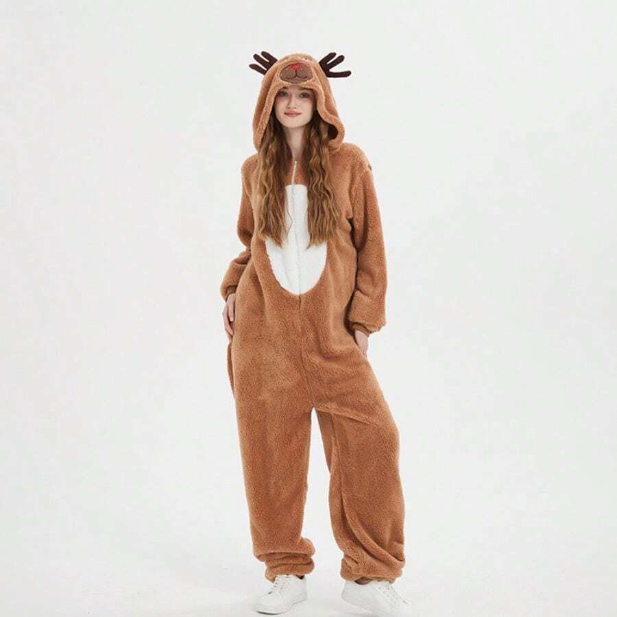 Christmas Elk Reindeer Cosplay Women's Hooded Bodysuit Christmas ...