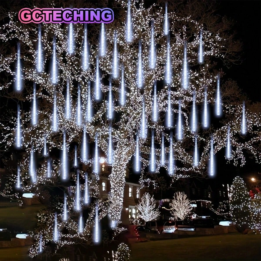 GCTECHING 1 Pc 30cm White Solar LED Meteor Shower Rain Lights ...