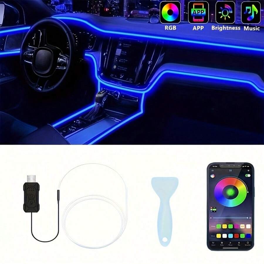 Kit de iluminación ambiente interior de coche de 196 pulgadas, luces ...