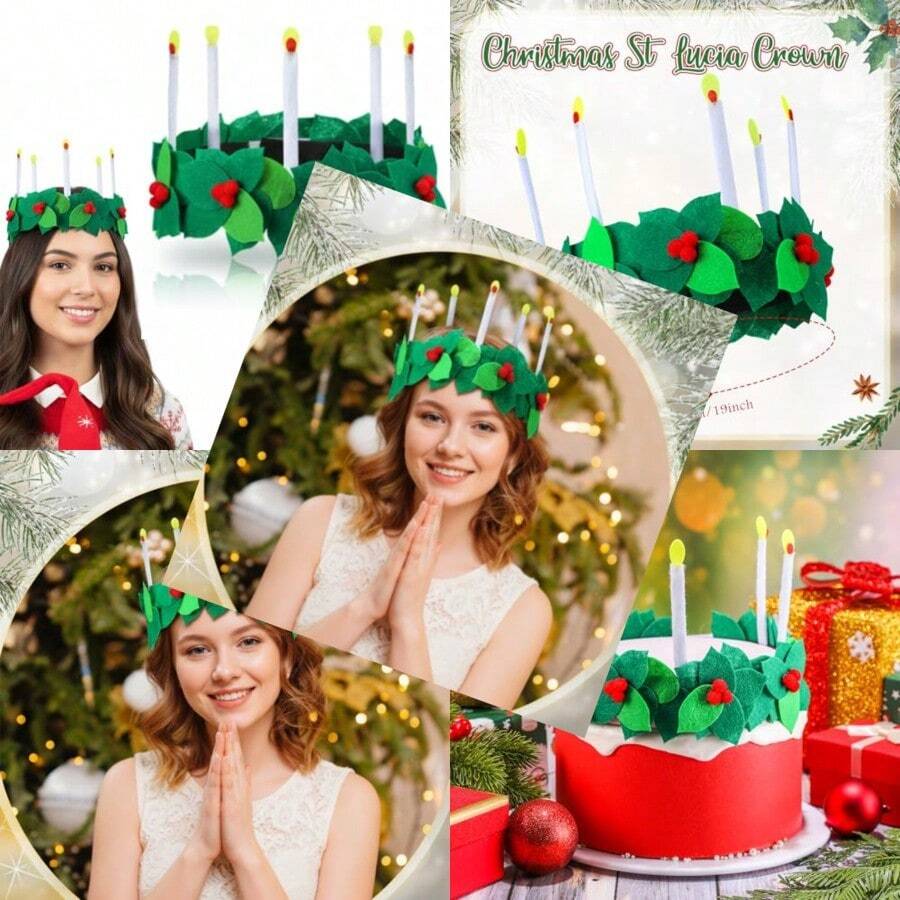 Christmas St. Lucia Crown Candle Felt Headband Sweden St Lucia Krone ...
