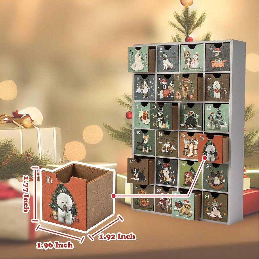 Wooden Holiday Calendar, Reusable Advent Calendar With 24 Drawers ...