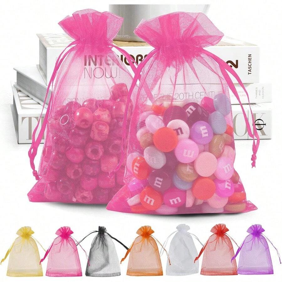 50 Pack Pink Ora Bags 4 X 6 Inch Premium Sheer Drawstring Ora Bags For ...
