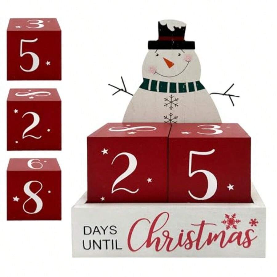 Christmas Countdown Farmhouse Snowman 99 Days Advent Calendar Days Until Christmas Count Down ...