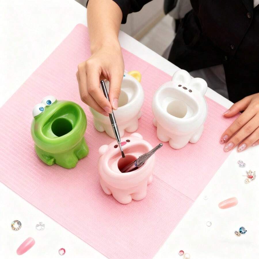 1pc Cute Animal Shapes Nail Art Drill Bit Storage Box Mini Manicure ...