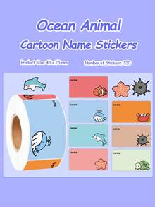 320 PCS Ocean Animal Name Stickers, Cute Clownfish Whale Crab Designs ...
