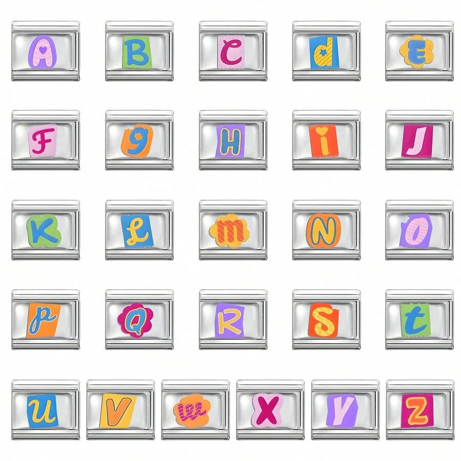 1pc 26 Letter Series Epoxy Resin DIY Modular Bracelet, With Classic ...