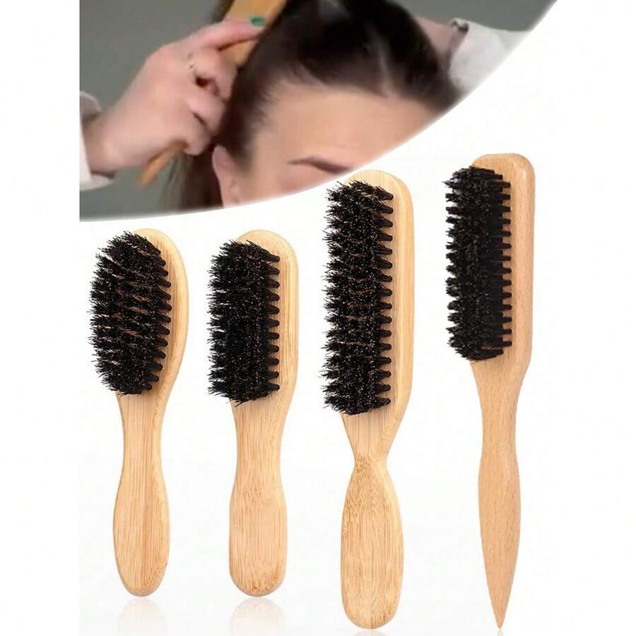 1pc Boar Bristle Slick Back Hair Brush For Sleek Ponytail Bun ...
