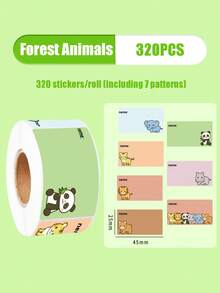 320 PCS Forest Animal Name Stickers, Adorable Panda Tiger Lion Designs ...
