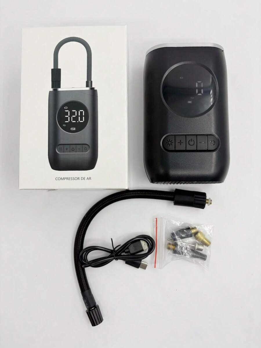 Digital Air Pump Mini Tire Inflator Compressor For Car, Motorcycle, Bike With Portable LED ...