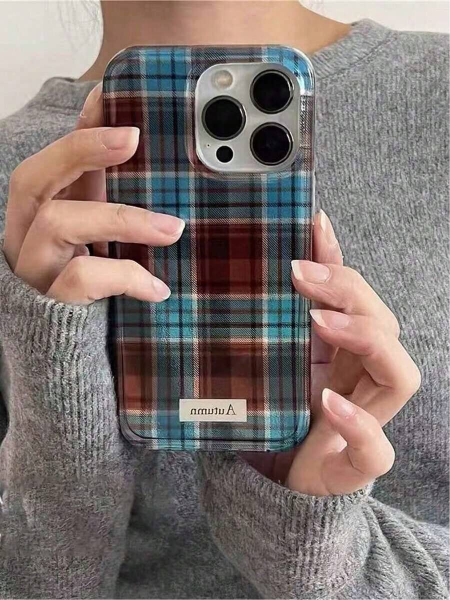 Retro Water Ripple Pattern Brown Blue Checkered Smartphone Case ...