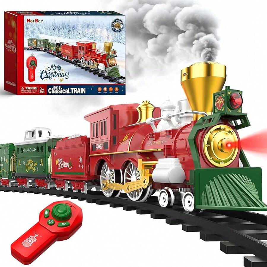 Christmas Remote Control Train Set With Lights And Sound Effects ...