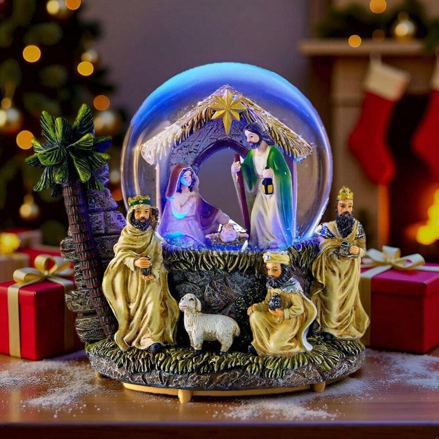 Nativity Snow Globe, Musical Snow Globe With Lighted Nativity Scene ...
