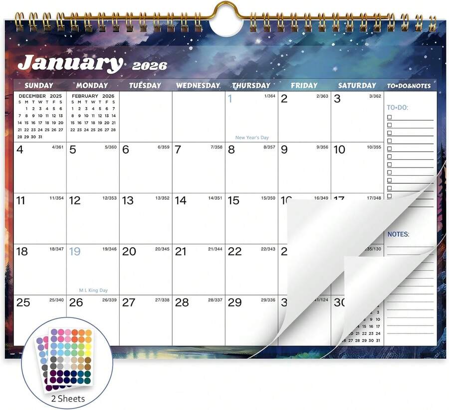 Calendario 2026 Calendario de pared de 18 meses 2026-2027, de enero de ...