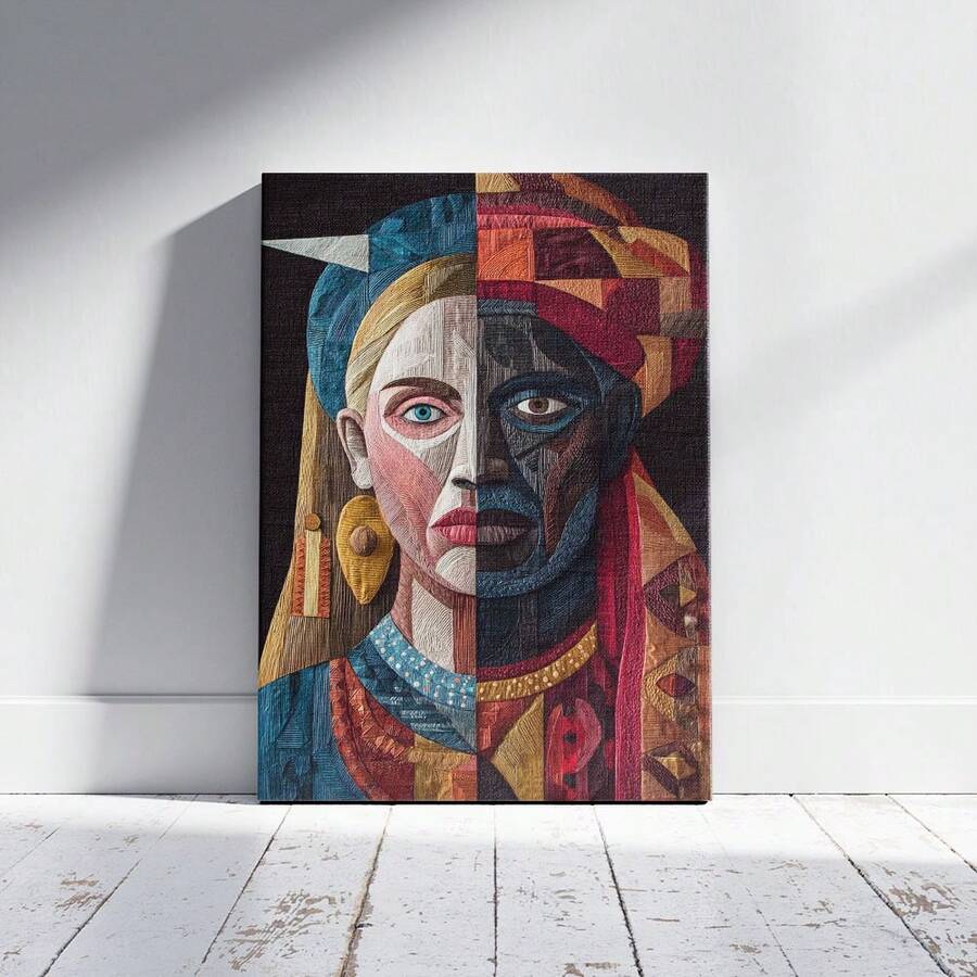 1pc Stylish Dual - Faced Portrait Canvas Wall Art With Colorful And ...