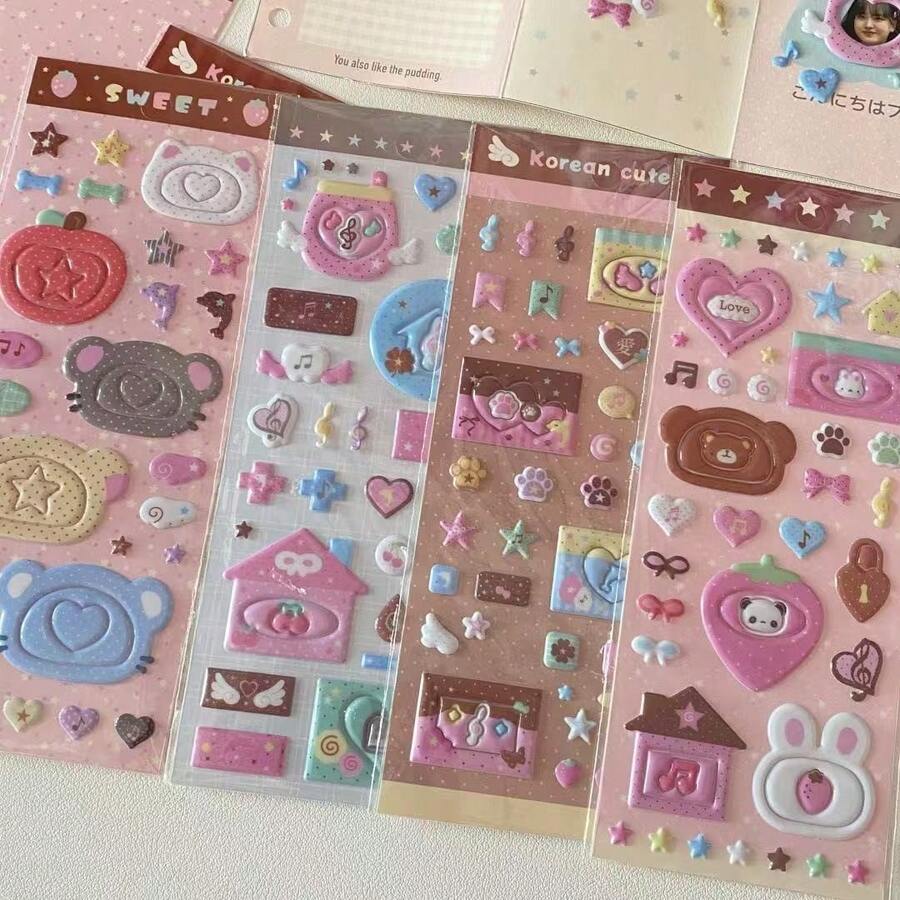 Cute 3D Animal Frame Foam Stickers With Star & Music Note Accents ...