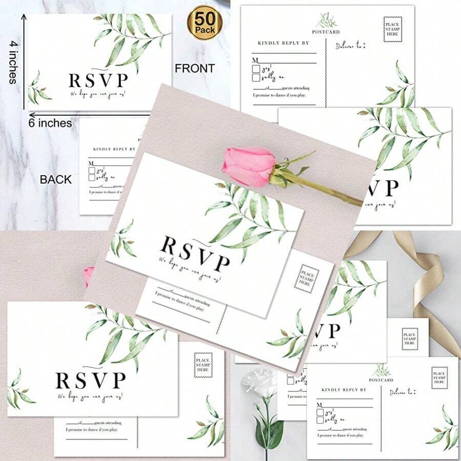 50 RSVP Postcards Rsvp Cards For Wedding Bridal Shower Baby Shower ...