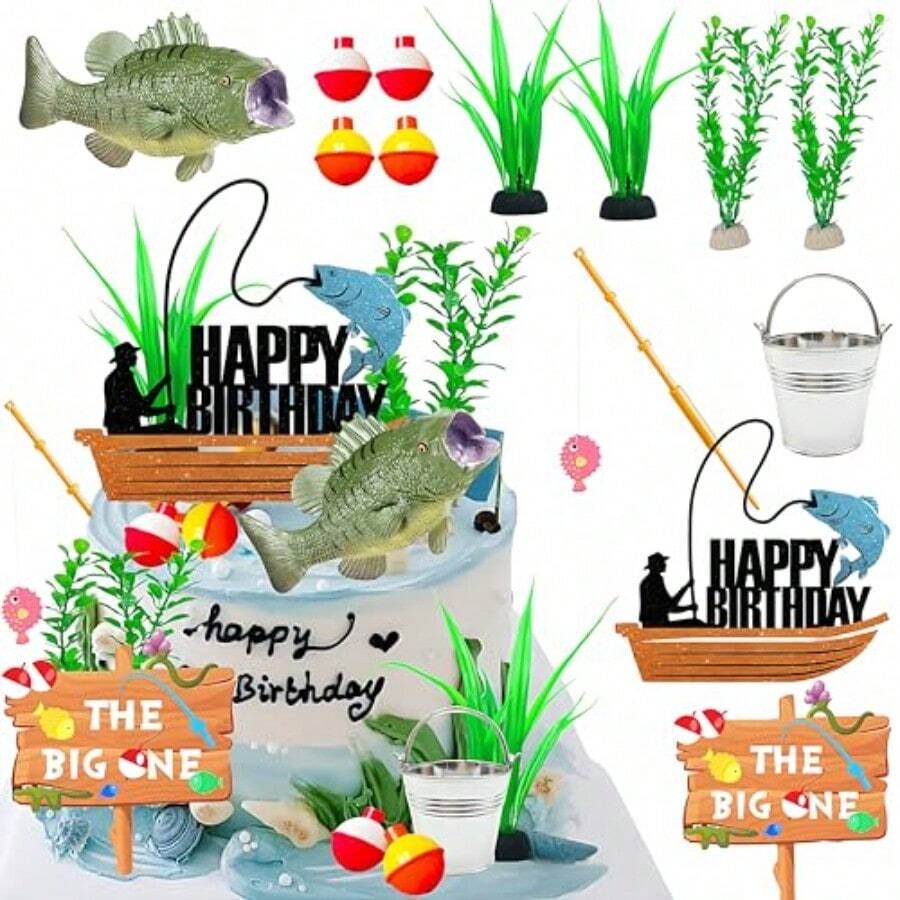 Fishing Cake Topper For Fishing Birthday Party Decorations Retirement ...