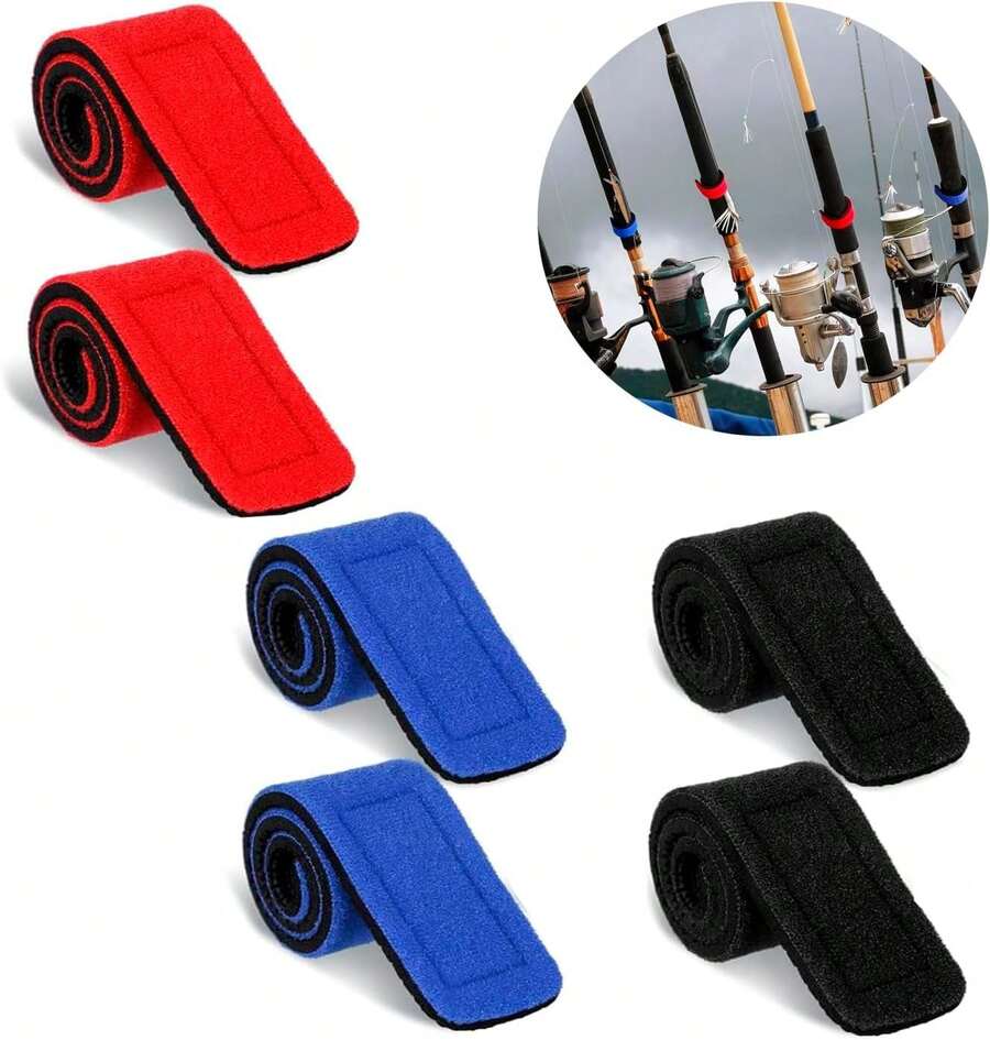 6 Pcs Fishing Rod Wrap Pole Straps Hook And Loop Fishing Rod S Ties ...