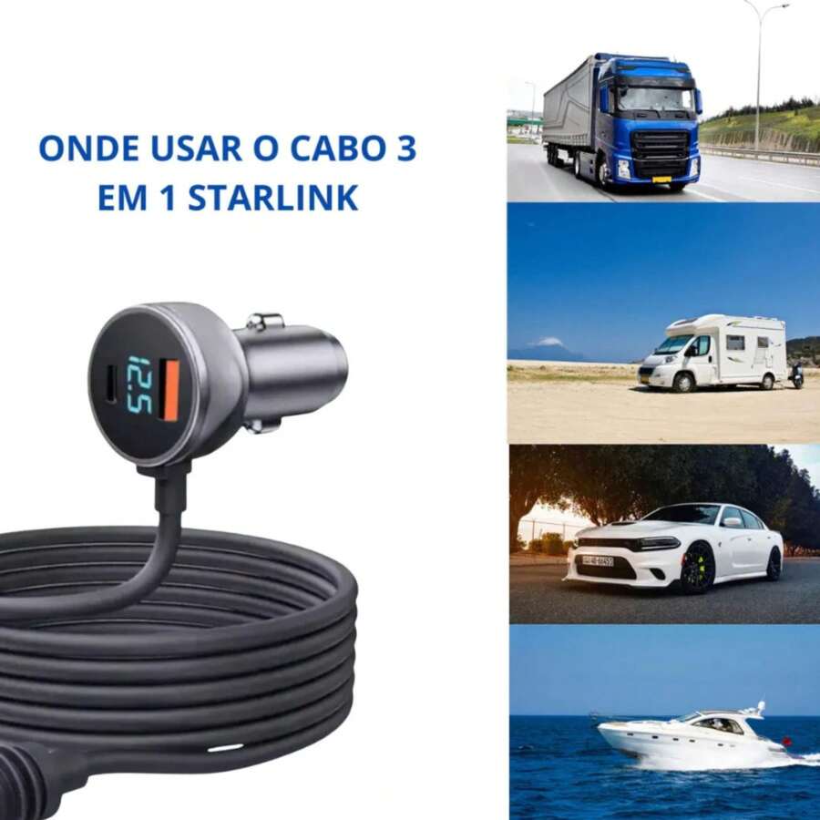 3M/5M Starlink Mini Dual USB Car Charger 12V-24V DC Cable & Voltmeter ...