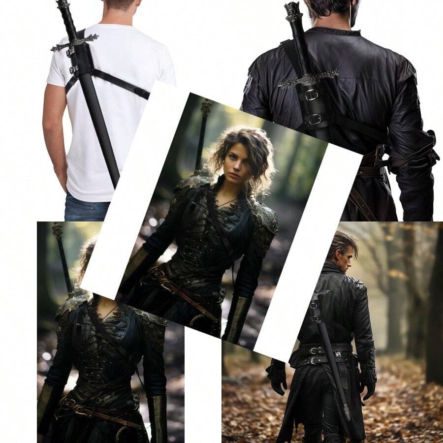 HOMELEX Medieval Leather Back Sword Shoulder Frog - Adjustable Sheath ...