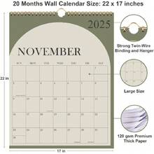 Large Calendar 2025-2026 With Spiral Bound - 20 Month Big Calendar From ...