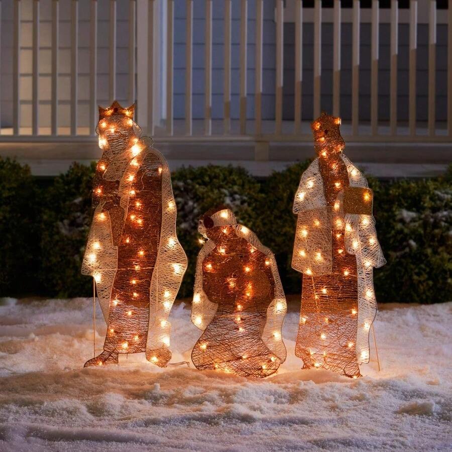 BrylaneHome 6 Ft Outdoor Christmas Nativity Set LED Lights Large Yard ...