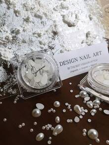 1 Scatola di decorazioni per unghie in resina con perle irregolari ...