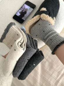 3 pares de calcetines de media pantorrilla con estampado de lunares y ...