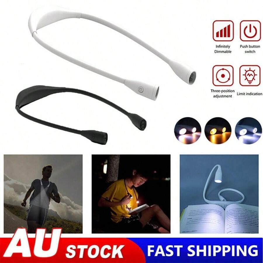LED Neck Reading Light Flexible USB Rechargeable Hands Free Bed Book ...