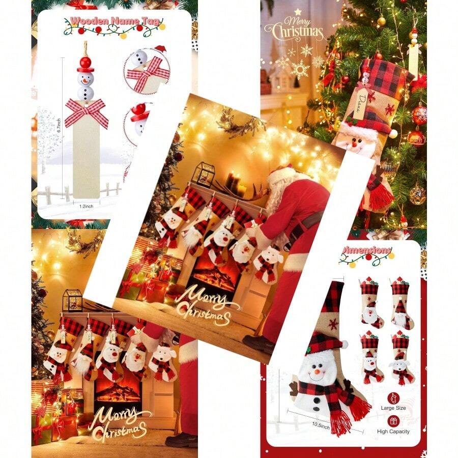 Minetom Christmas Stockings With Personalized Name Tag 18" Christmas ...