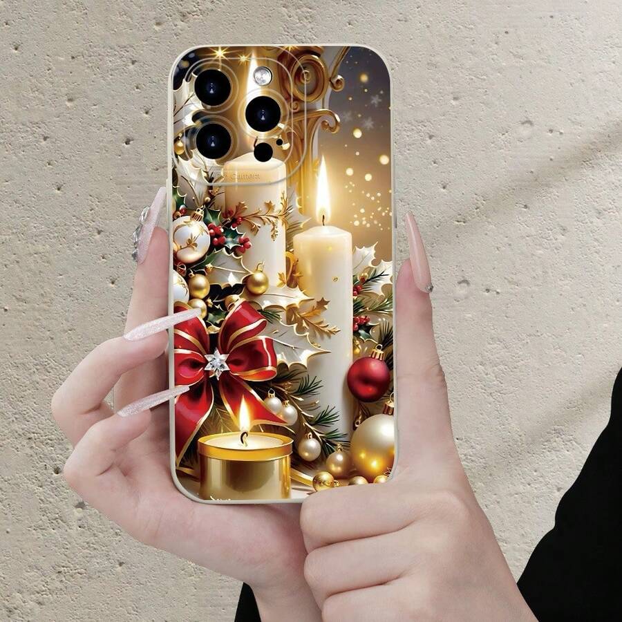 2PCS A Creative TPU Phone Case Featuring A Christmas Candle, Bow, Bell ...