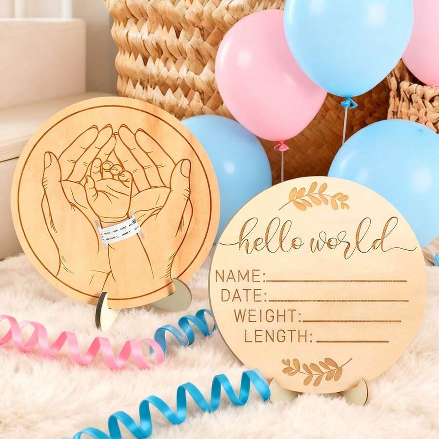 2pcs Baby Birth Wristbands&Baby Birth Announcement Sign Hello World ...