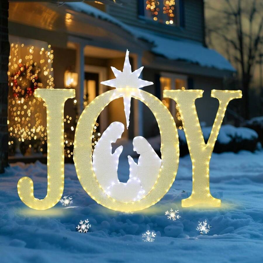 49-Inch Large Outdoor Christmas Decorations Joy Lighted Sign Outdoor ...