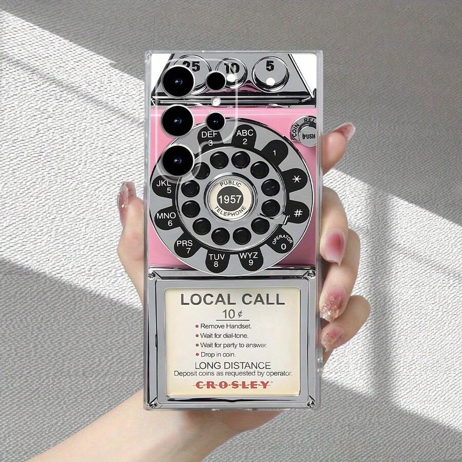 Retro Dial Phone Pattern Transparent Phone Case With Full Lens ...
