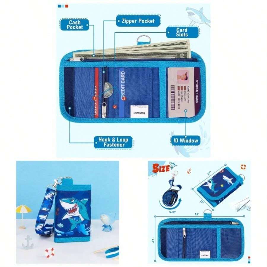 Shark Wallet, Trifold Wallet Teen Ages 4 - 12, Youth Wallet With ...