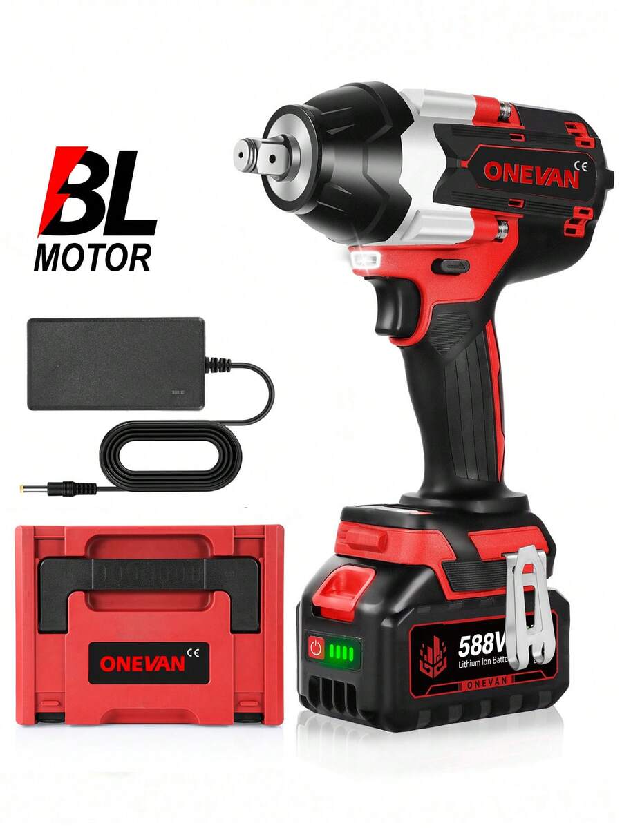 ONEVAN Electric Wrench,1800N.M Torque Brushless Electric Impact Wrench ...