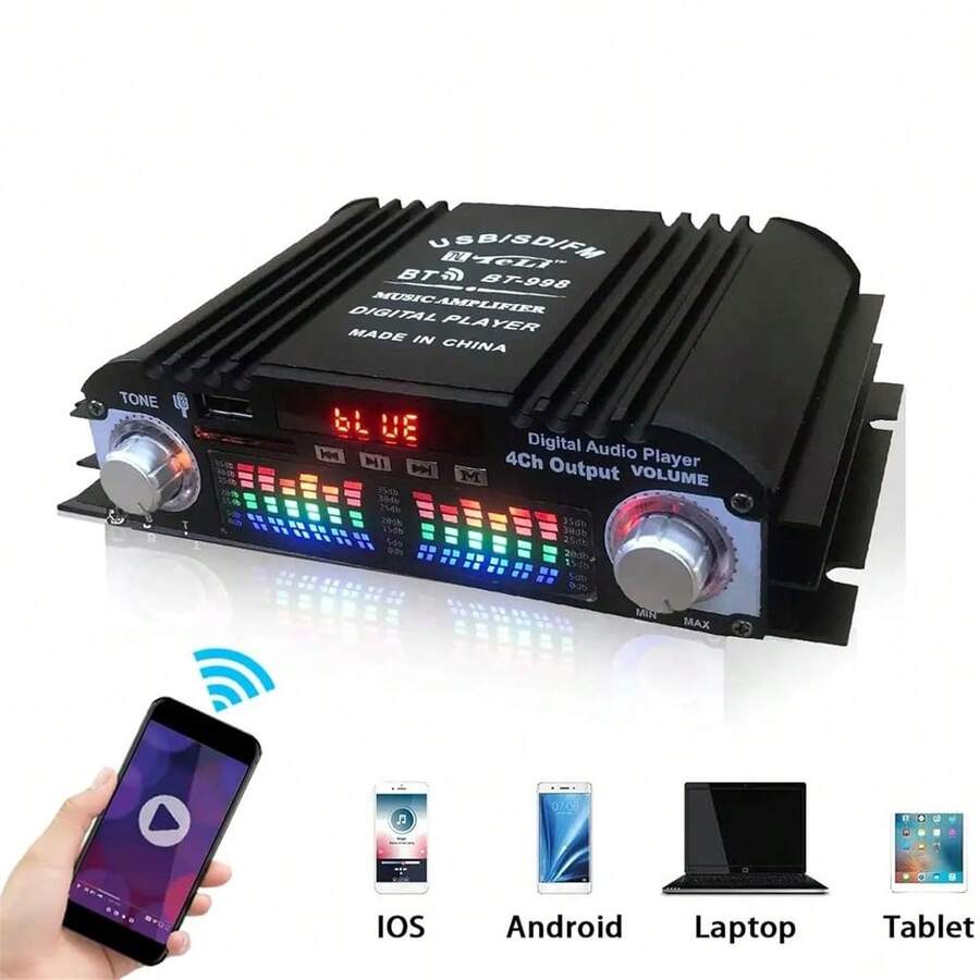 DJ Controller, 1600W Peak HiFi Audio Amplifier, 4-Channel Digital Audio ...