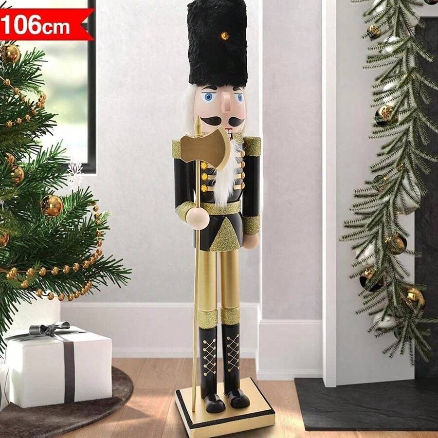 Bakaji Soldado Cascanueces gigante de madera para Navidad, 106 cm de ...