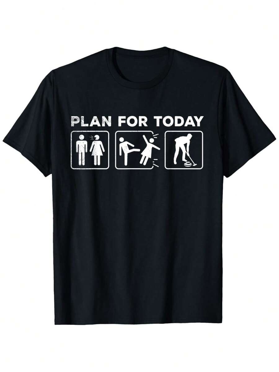 Today's Plan" Funny Graphic T-Shirt - 100% , Short Sleeve, Black ...