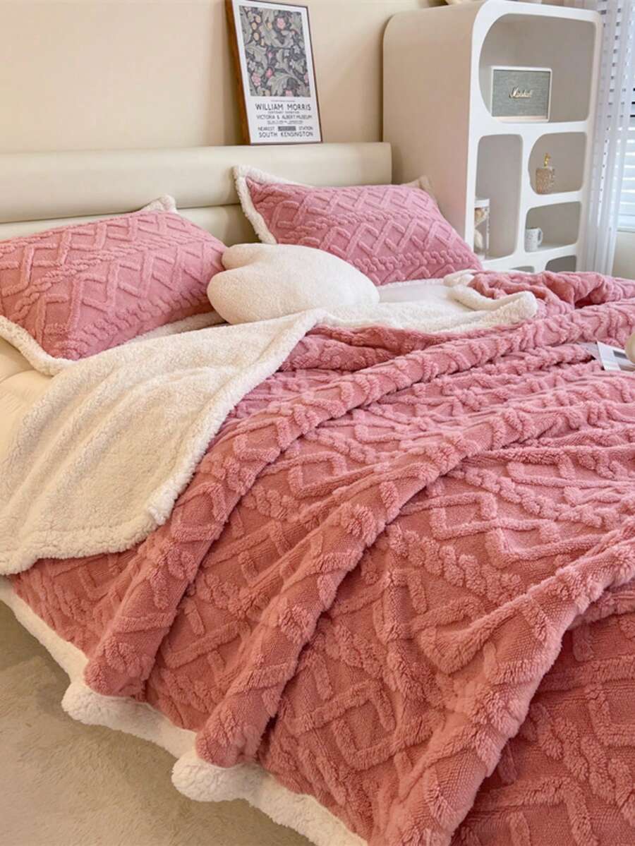 1pc Classic Diamond Pattern Thick Double-Layer Blanket, Warm ...