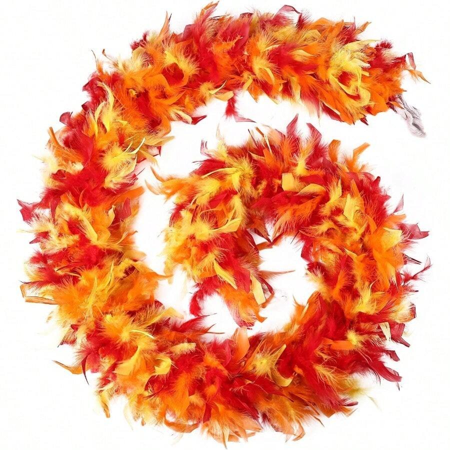 Fire Multicolor Feather Boa - 80g 2 Yards Turkey Boas Feathers For ...