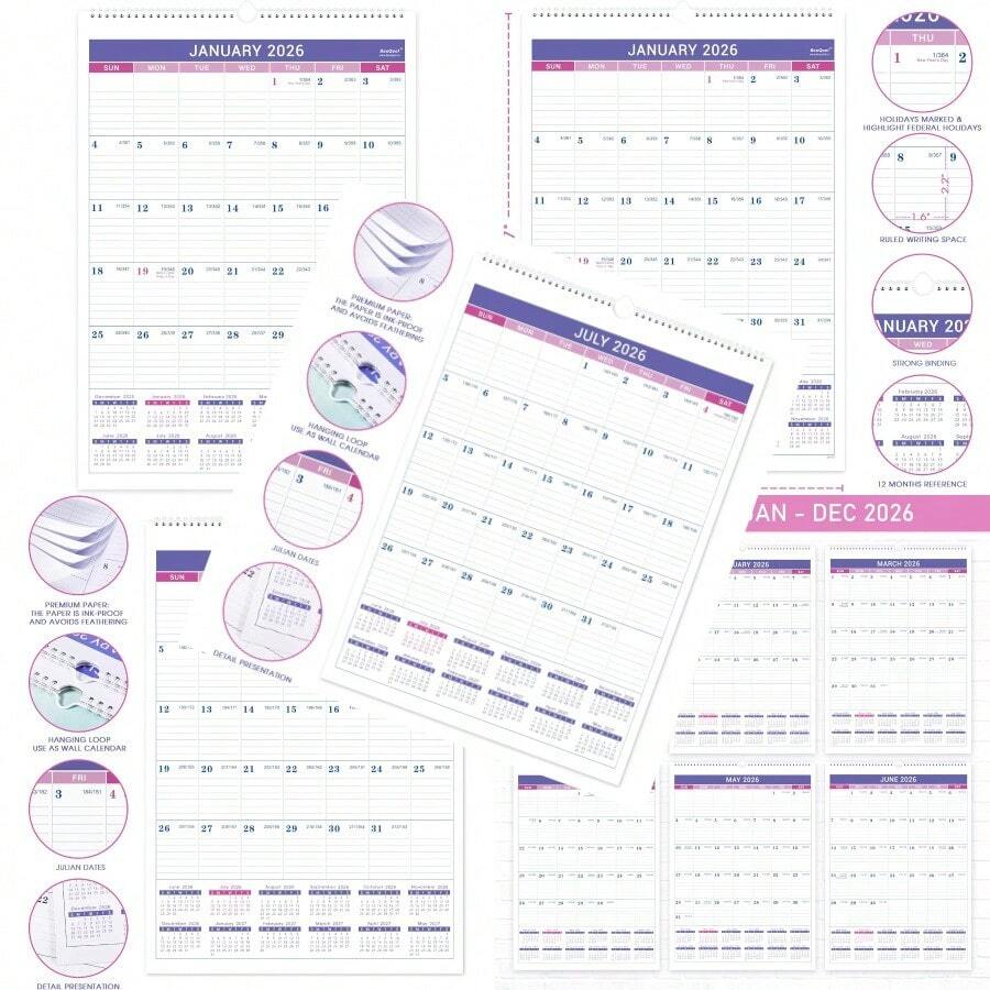 2026 Wall Calendar - January 2026 - December 2026 2026 Calendar 12 ...