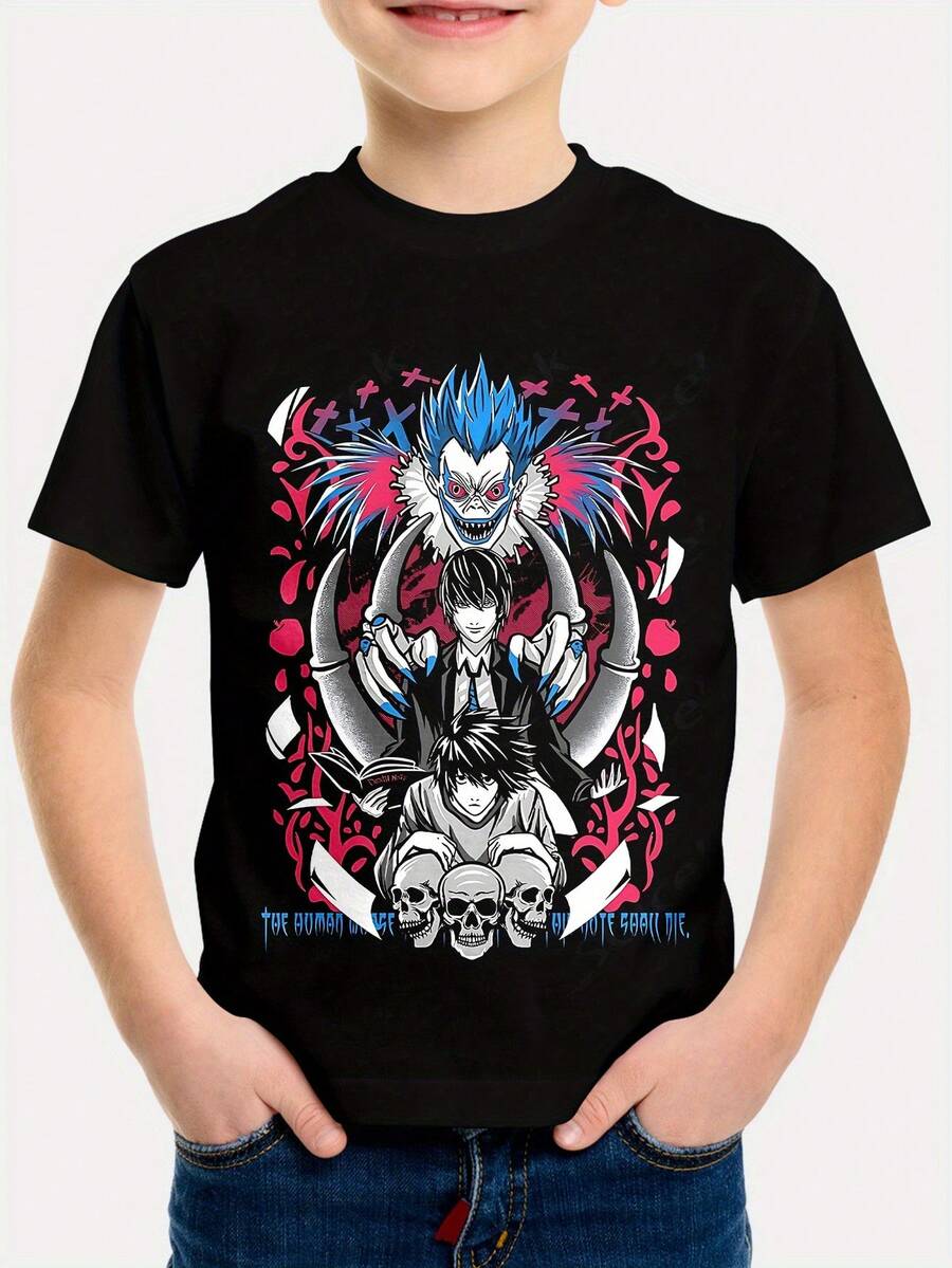 100% Cotton Short Sleeve Casual Tee Anime Death Note Graphic Tee - Ryuk ...