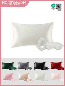3 Pcs/Set (1pc Silky Satin Pillowcase, 1pc Blackout Eye Mask, 1pc ...