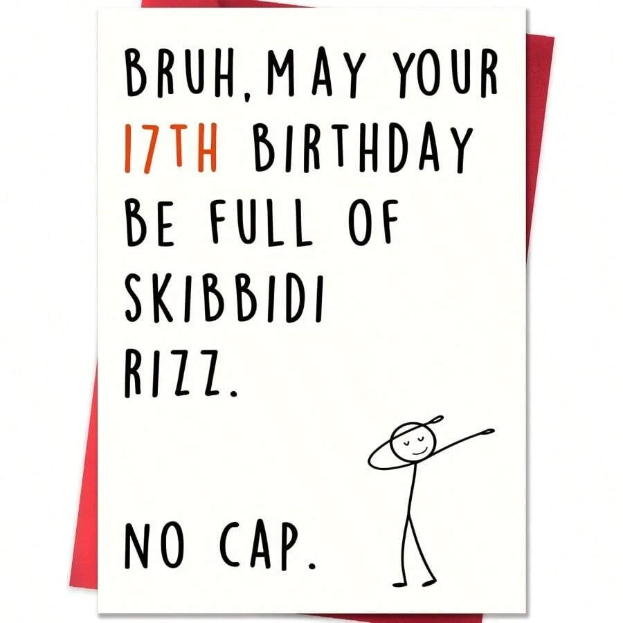 Funny 17th Birthday Card17 Year Old Birthday Gifts Decorations For Boys ...