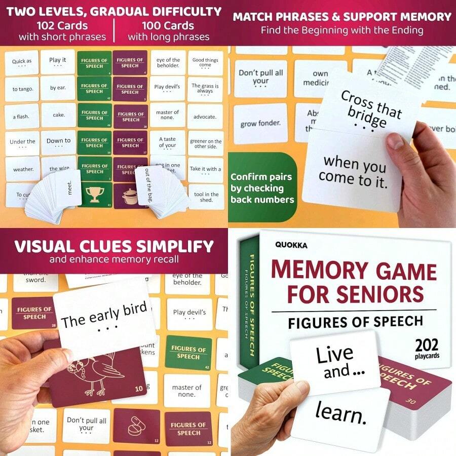 Figures Of Speech Memory Card Game For Adults 202 Playcards For Memory ...