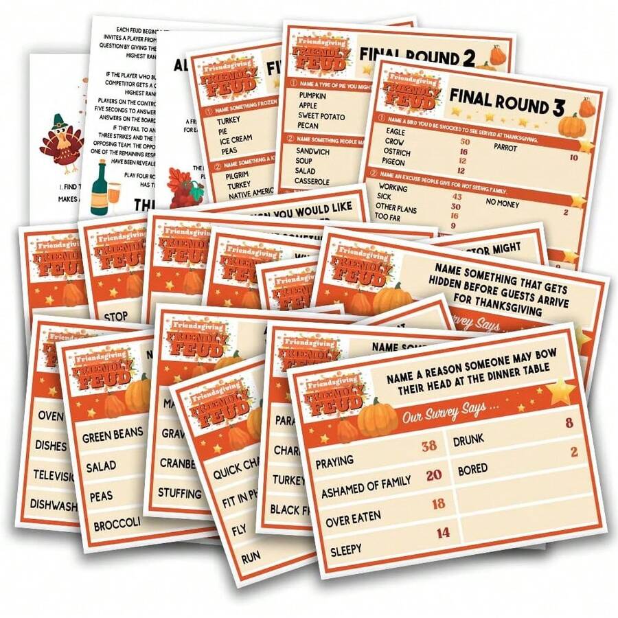 Thanksgiving Friendly Feud Quiz, Family Party Games, Thanksgiving Party ...