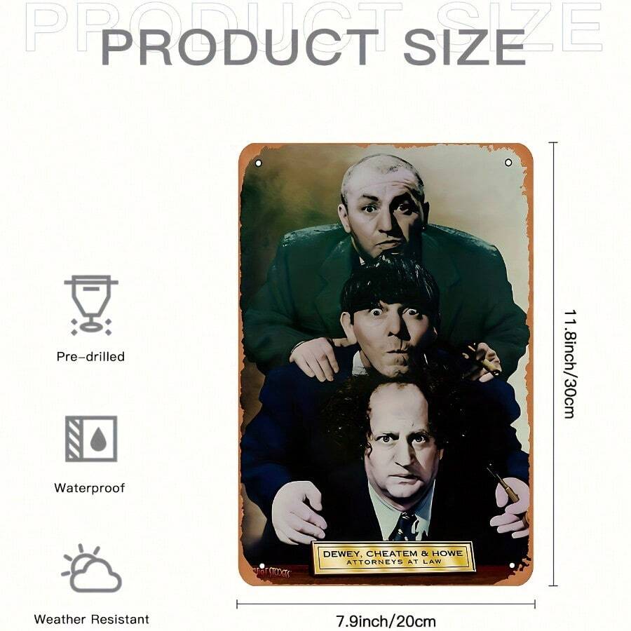 2D Flat, 2D Vintage Three Stooges Movie Poster - Retro Metal Sign For ...