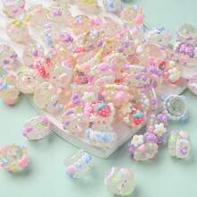 10pcs Y2K Style Glow-In-The-Dark Beads - Transparent Base Hand-Painted ...